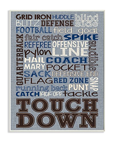 The Kids Room by Stupell "Football Typography Denim Feel" Wall Plaque Art