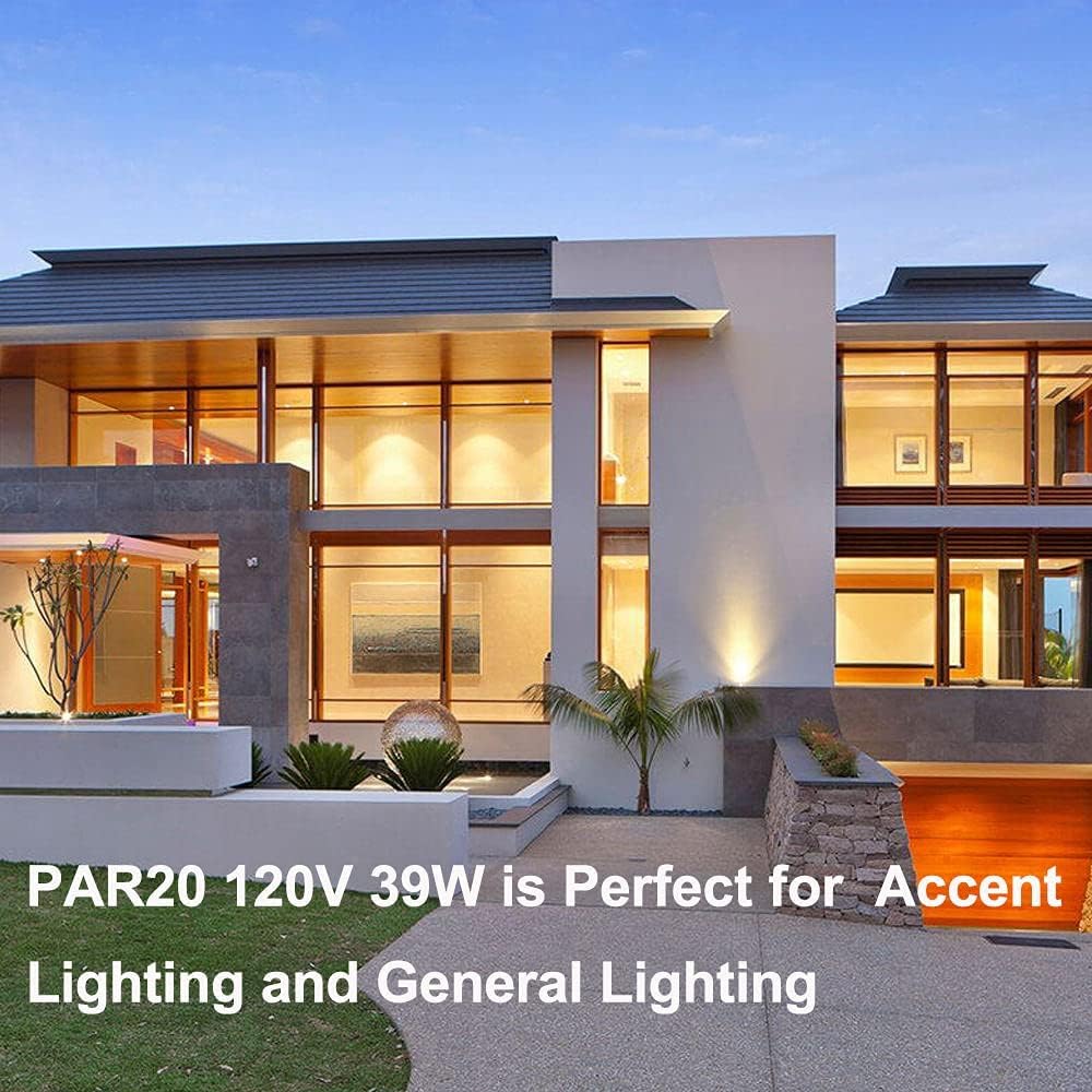 H&Z PAR20 Flood 39W 120V 480 Lumens, High Output 9 Pack 39W PAR20 Halogen Bulb (Equivalent PAR20 50W Halogen Bulb), Long Lasting PAR20 Flood 39W 120V with 3000K Warm White, PAR20 E26 Dimmable
