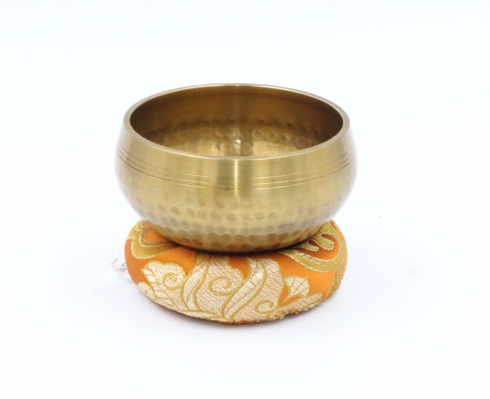 Tibetan Hand Hammered Singing Bowl-For Meditation, Yoga, Sound Therapy, Spiritual Healing, Prayer, Mind and Body Relaxation (3") (Orange)