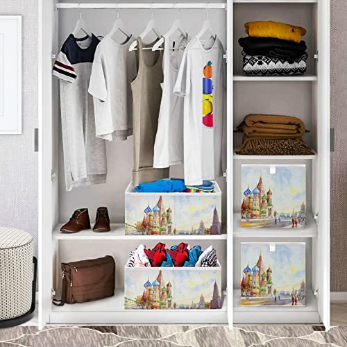 Cathedral Storage Basket Storage Bin Rectangular Collapsible Toy Boxs Nursery Storage Hamper Organizer for Boys Girls Toys