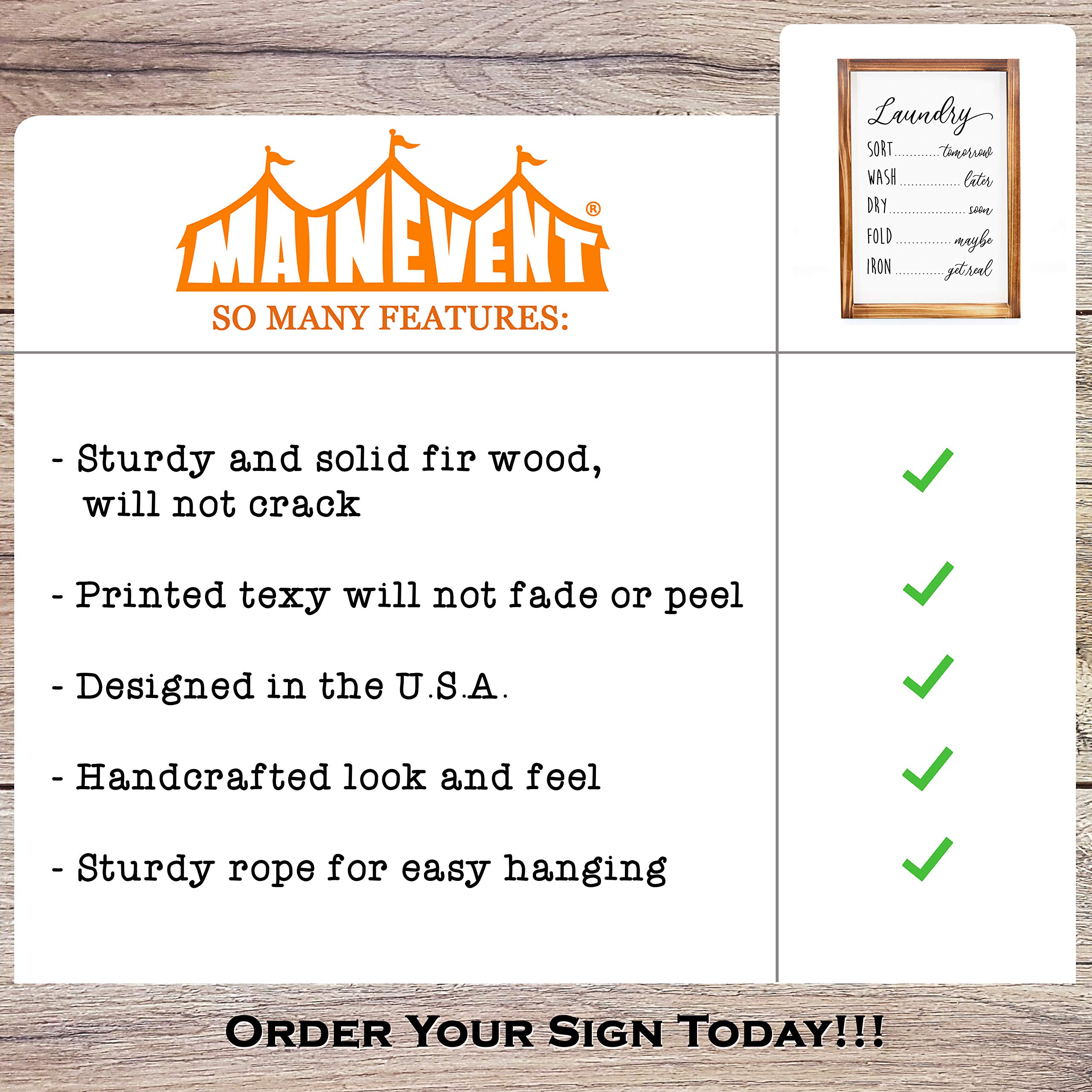 Laundry Time Sign - Laundry Room Wall Decor - Laundry Sign, Modern Farmhouse Decor, Laundry Room Rules Sign, Laundry Room Decor with Solid Wood Frame - 11 x 16 Inches