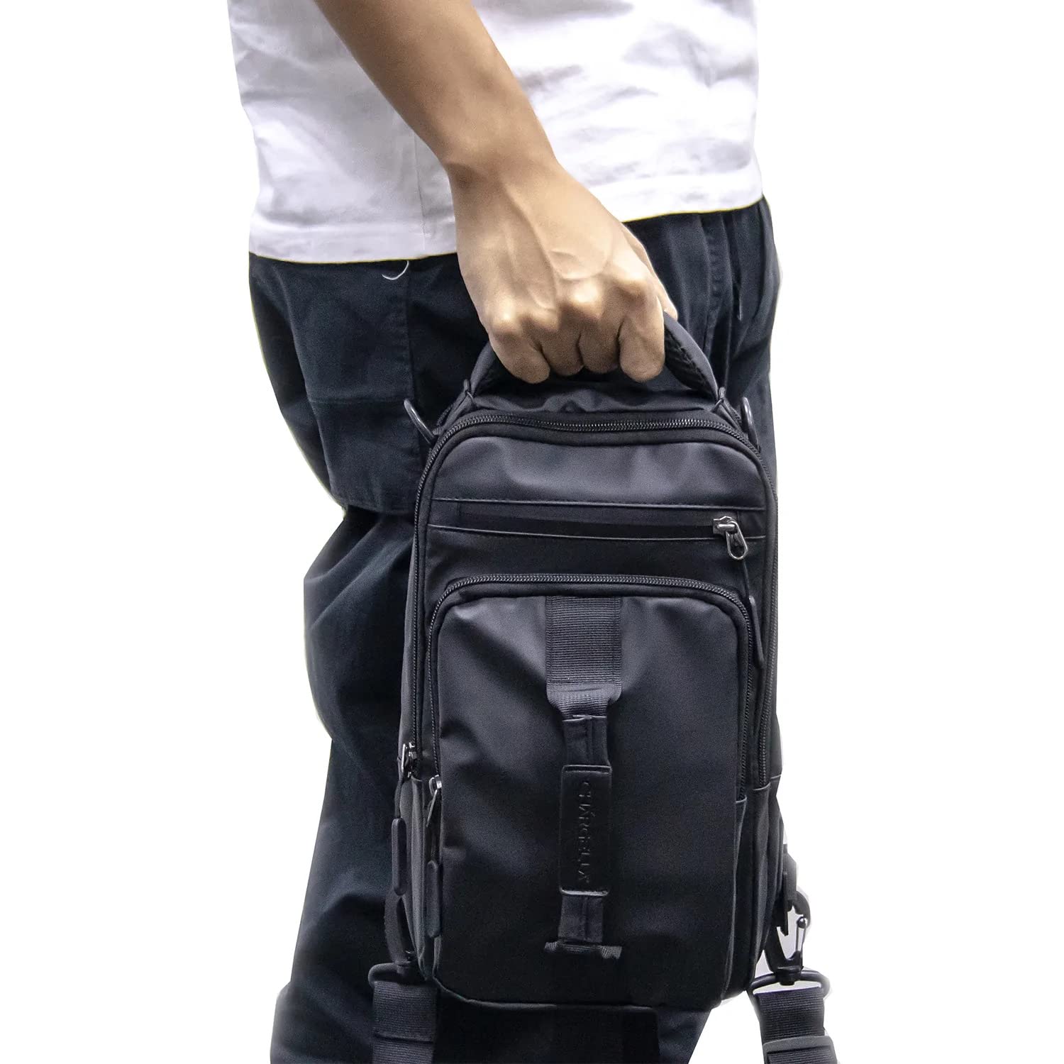CHARGELLA Sling Bag for Men & Women Waterproof Shoulder Daypack Crossbody Backpack for Travel Hiking with USB Charging Port (Gray)