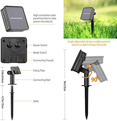 WHEEJE String Lights Solar Garden Lights Outdoor Waterproof 50LED Fairy Lights 8 Mode 7M Solar String Light for Garden Patio Yard Home Christmas for Wedding/Party/Curtain/Garden