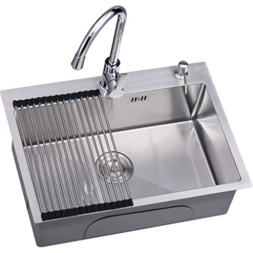 GTFDXJ Vessel Sink Basin Sink and Bathtub Bathroom Hot and Cold Faucet Basin Faucet Single Handle Kitchen Sink Faucet Unique Design Chrome Finish Solid Brass,Silver-50 * 43CM