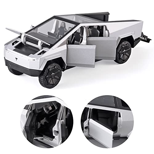 OANMYJJO 1/32 Scale Diecast Cybertruck Car Model,Zinc Alloy Toy Car,with Sound and Light、Pull Back,for Kids Age 3 Year and UP (Kids Gift)