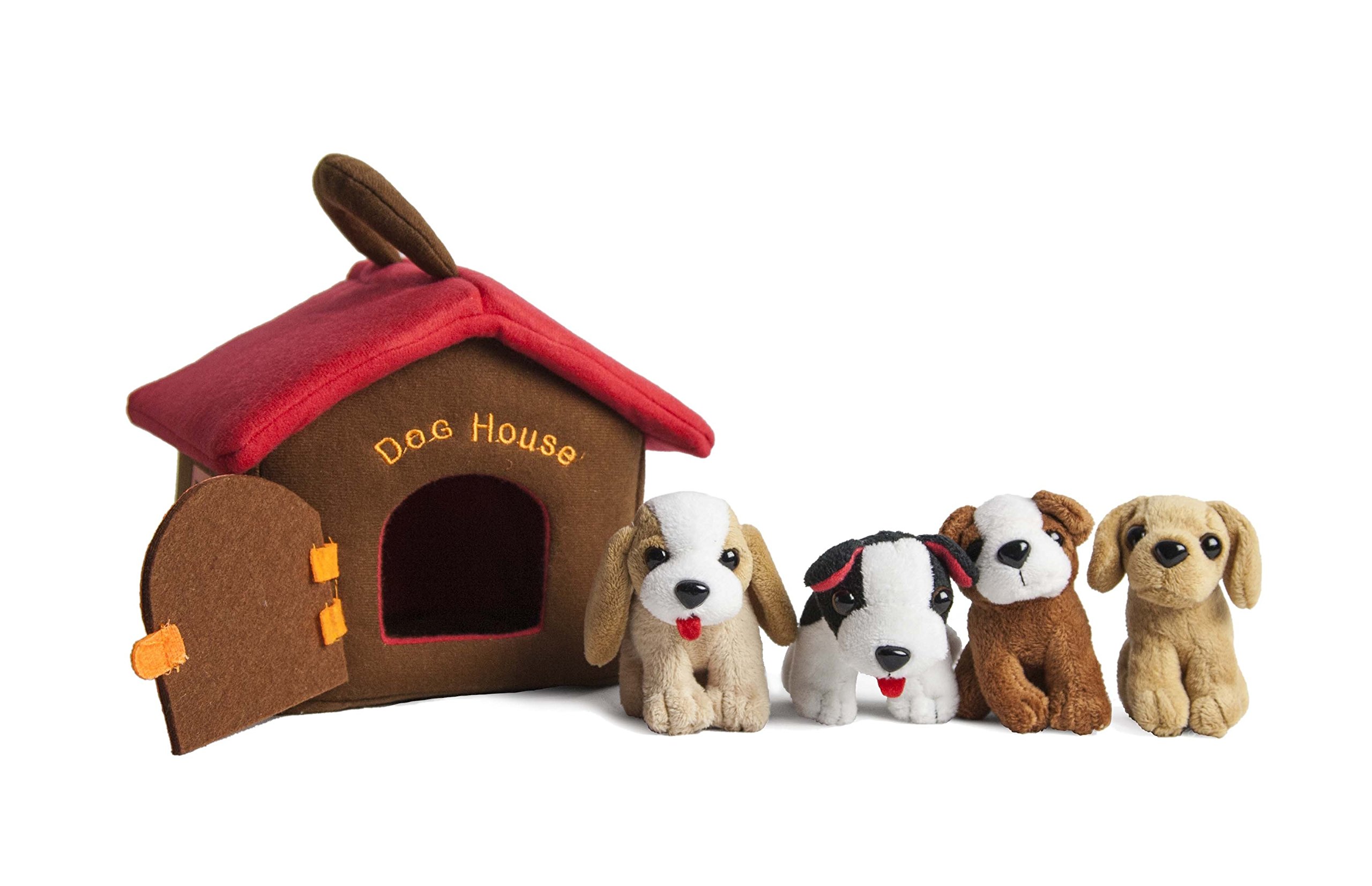 Plush Animals Sound Toys with Carrier | Plush Animal Toy Baby Gift | Toddler Gift (Puppy Dog House)