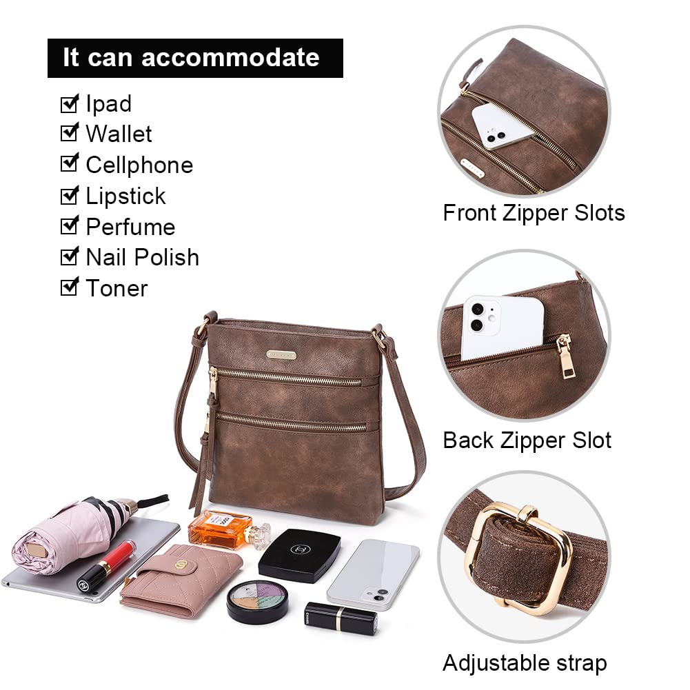 CLUCI Crossbody Purses for Women, Zipper Pocket Adjustable Strap, Soft Leather Women's Shoulder Handbags