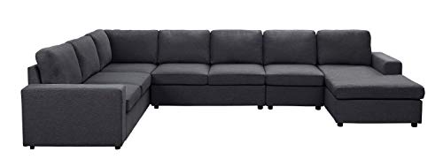 Lilola Home Tifton Modular Sectional Sofa with Reversible Chaise in Dark Gray Linen