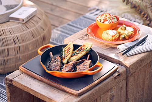 Le Creuset Enameled Cast Iron Signature Deep Round Grill, 9.75", Flame
