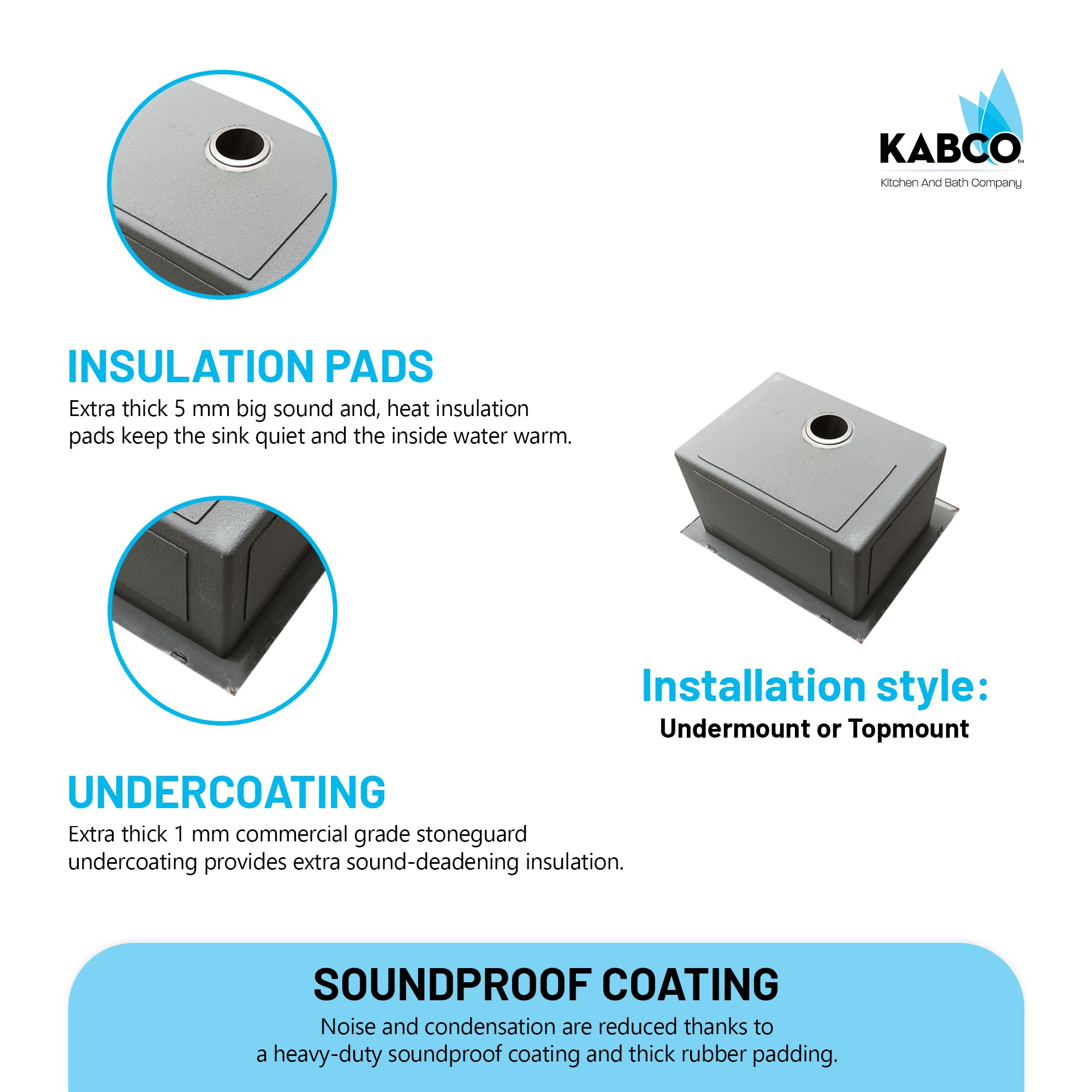 KABCO Single Bowl Undermount Stainless Steel Kitchen Sink, Rust Resistant Sound and Heatproof Laser Cut, Sink for Indoor or Outdoor Kitchens (Laundry Sinks)