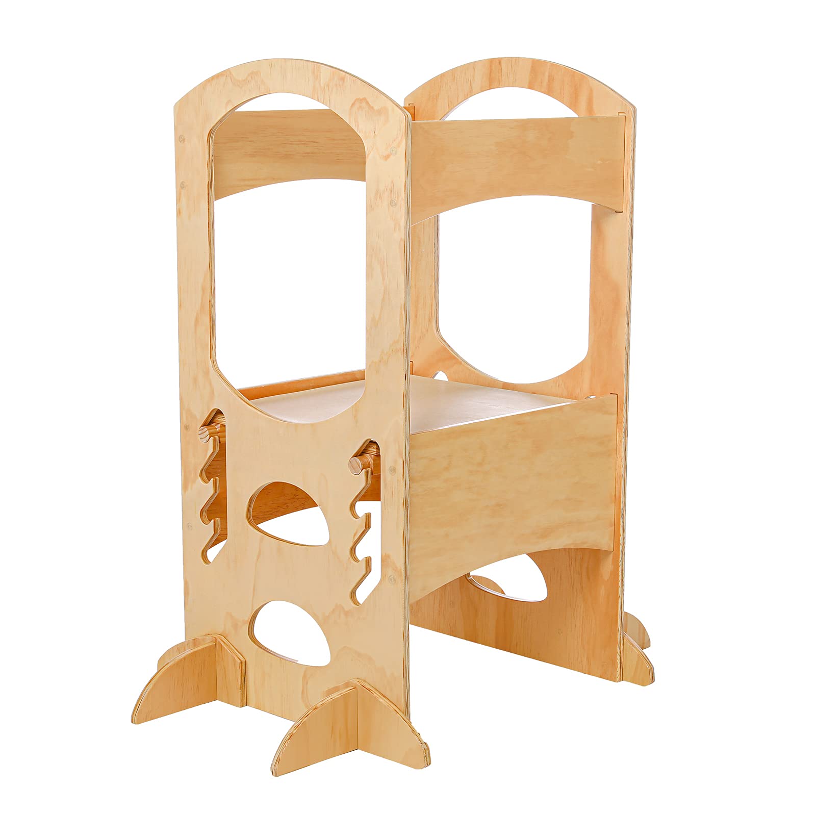 COMOMY Toddler Tower, Kids Step Stool with 4 Adjustable Heights, Safety Latch and Non-Slip Pad, Wooden Children Step Stool Kitchen Helper for Counter & Bathroom Sink