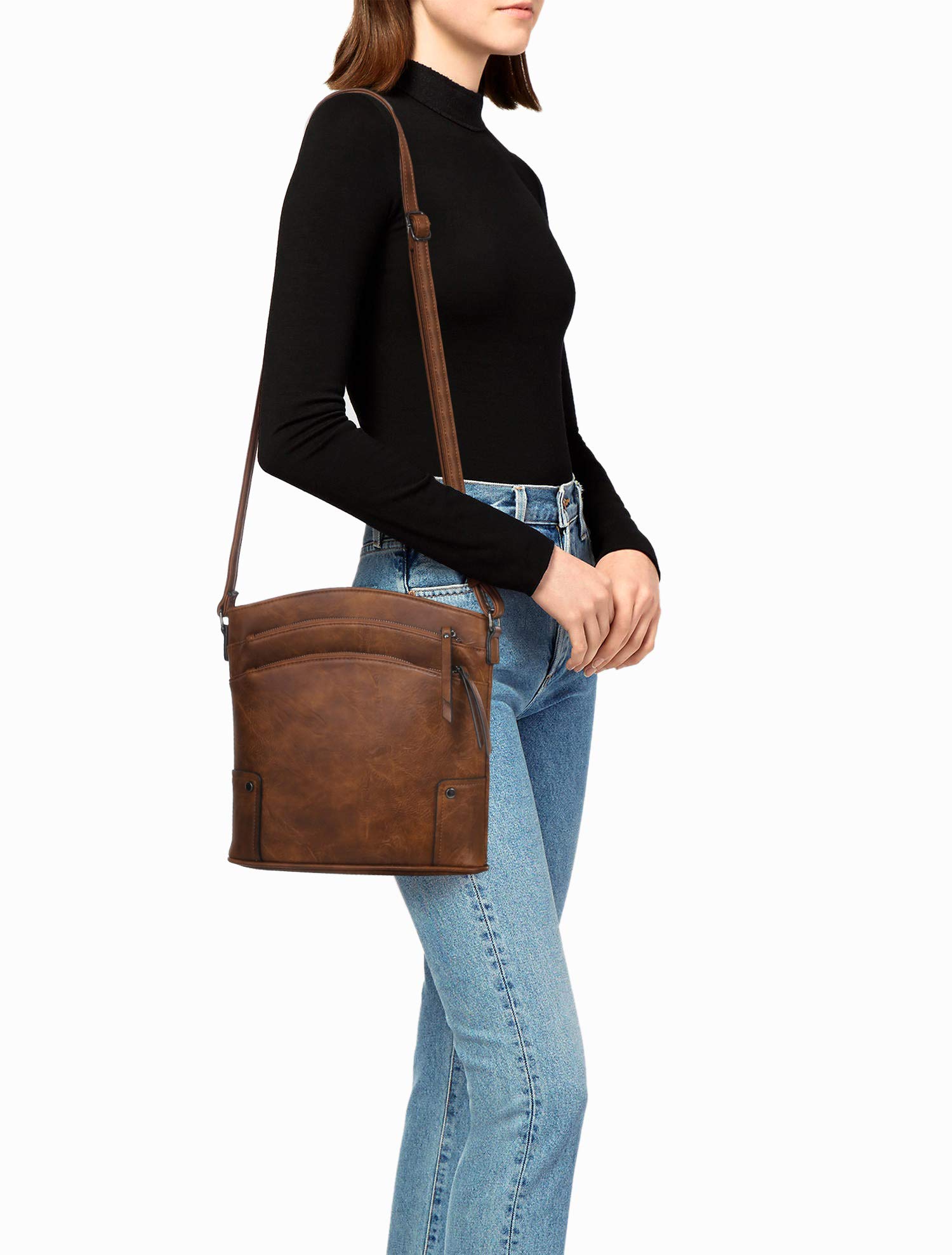 VONMAY Crossbody Bags for Women Purses Handbags Multi Pockets Shoulder Bag (Coffee)