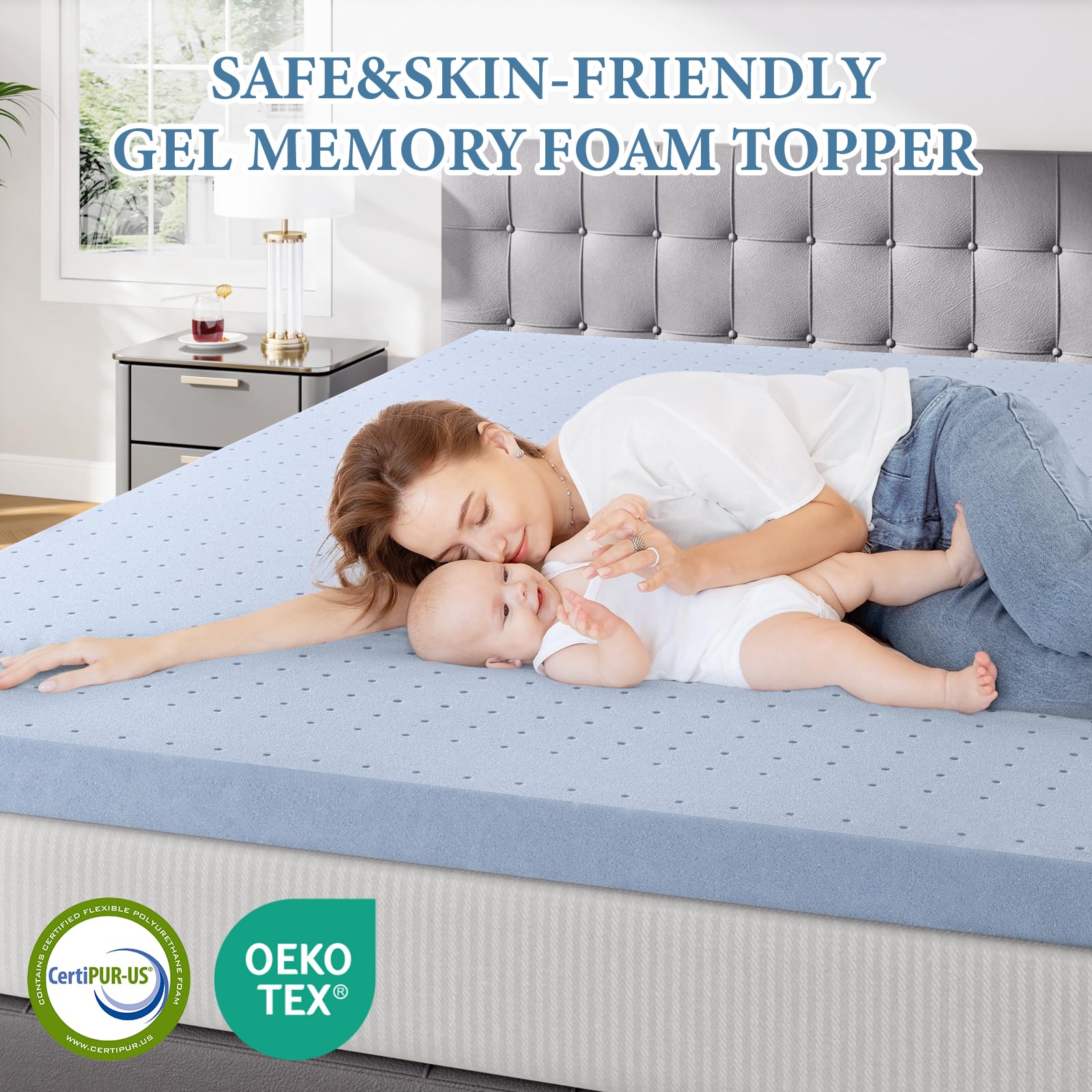 FP Flexpedic 2 Inch Twin Size Memory Foam Mattress Topper, Gel Cooling Bed Topper, Ventilated Design Soft Mattress Pad, Plush Feel, CertiPUR-US Certified, Purple