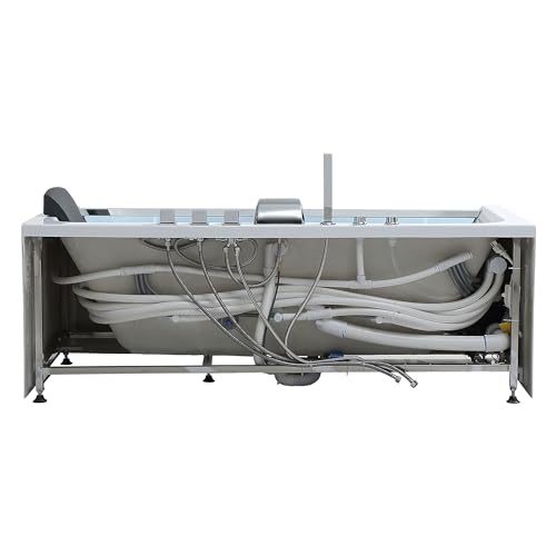 Empava 67 in. Acrylic Alcove Whirlpool Bathtub - Hydromassage Rectangular Jetted Soaking Tub with Center Drain - Waterfall Faucet