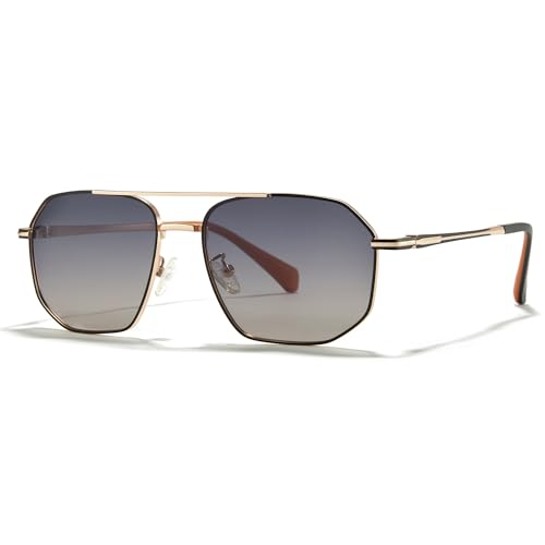 Cyxus Military Aviator Sunglasses for Men Trendy Pilot Shade Metal Frame Polarized Lens UV Protection for Outdoor(1021W06 Brown)
