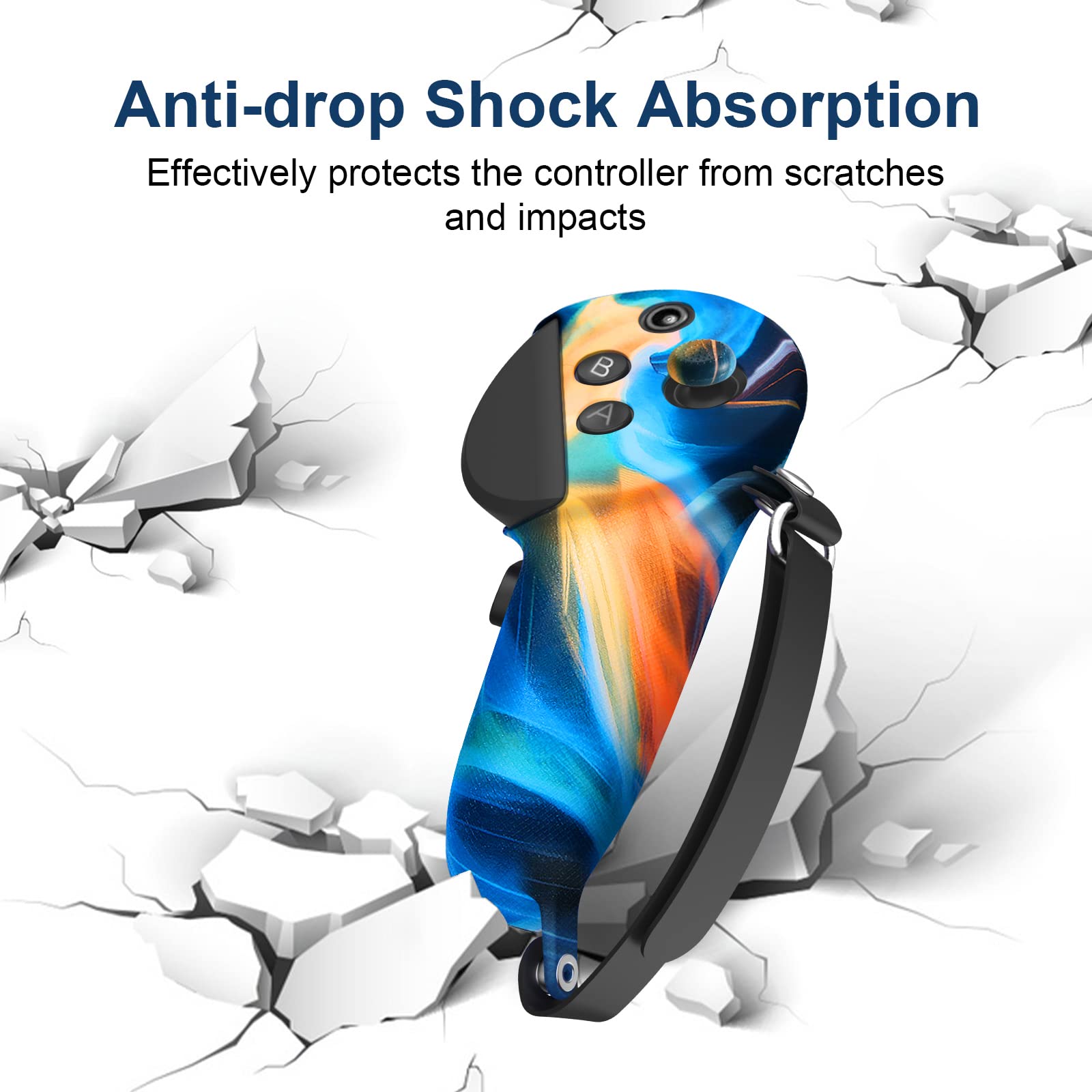Compatible with Meta Quest Pro Accessories, Silicone Grip Cover Protector with Knuckle Straps for Quest Touch Pro Controller, Anti-Throw/Steady Signal/Unobstructed Camera Tracking (Aurora)