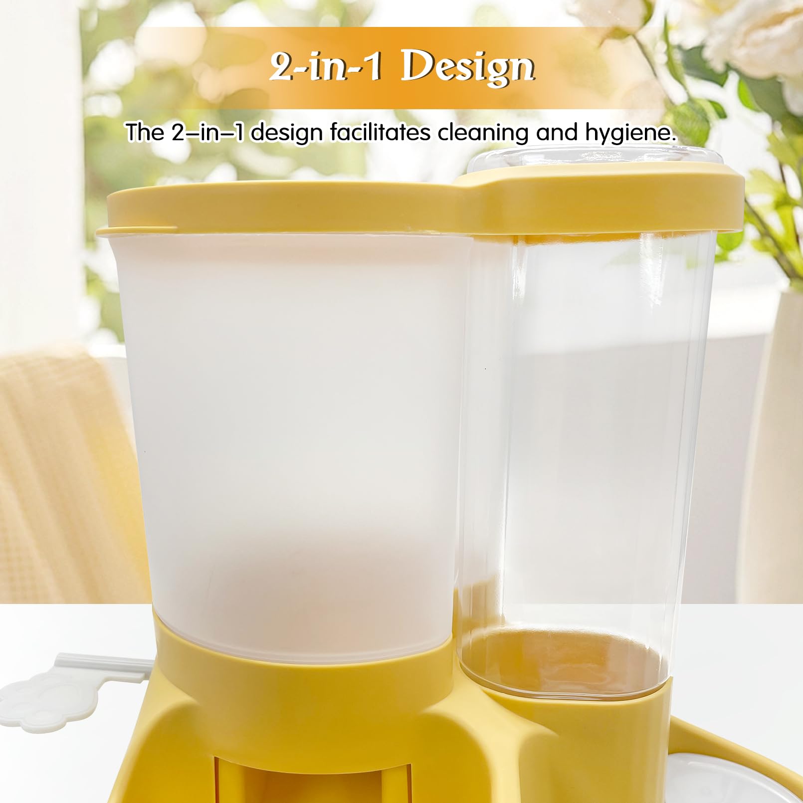 Hamiledyi Gravity Cat Feeder Set, Automatic Pet Food Feeder and Waterer Dispenser 2 in 1 Gravity Pet Food Set Auto Pets Feeder Replenishes Self Feeding Station for Dogs Cats (Yellow)