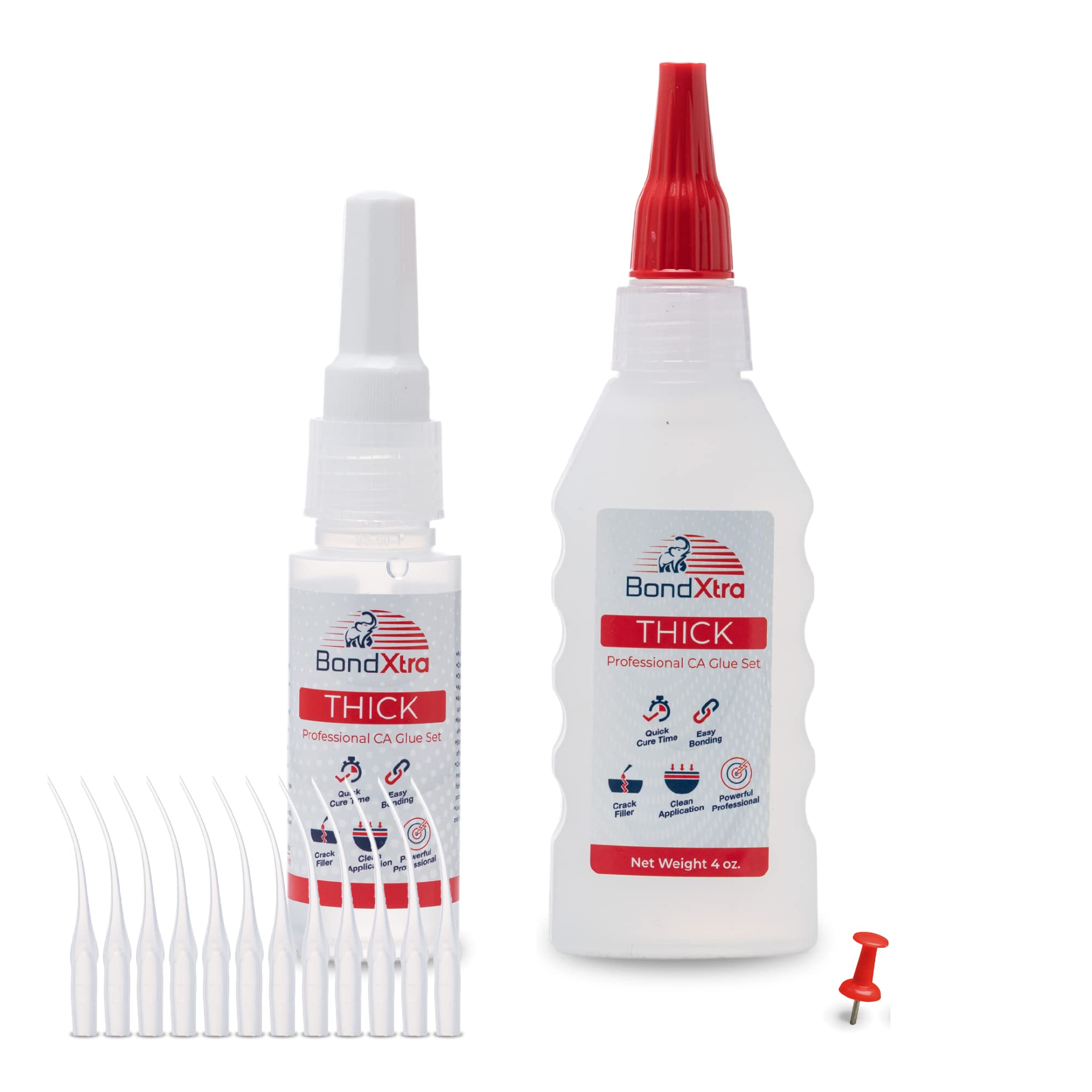 BondXtra Thick Viscosity 8 oz. Premium CA Glue for Woodworking with Extra Bottles, Caps and Microtips, Super Glue Kit for Woodturning, Plastic, Wood and DIY Craft