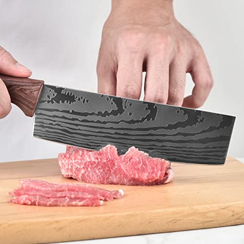 Damascus Steel Knife Set 18Pcs Non Stick Sharp Kitchen Knives Set with Acrylic Block, Cutlery Knives Block Set, Chef Quality, Best Gift (Coffee)