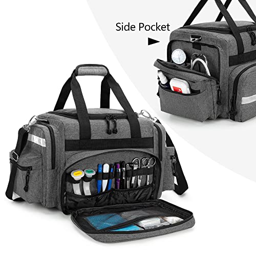 Damero Professional Medical Bag Empty, First Responder Trauma Bag with Detachable Dividers for Home Health Care, EMT, EMS, Gray(BAG ONLY)