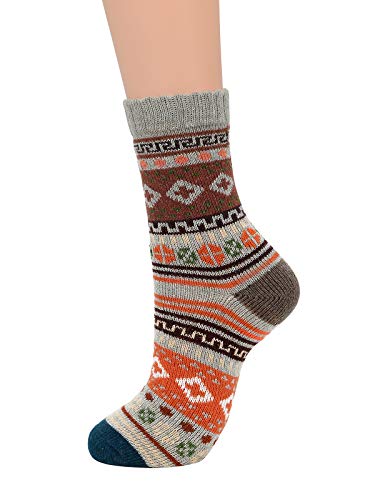 Century Star Mens Athletic Socks Warm Socks Cozy Wool Socks Hiking Trekking Crew Socks For Christmas 5 Pairs Multi Color One Size