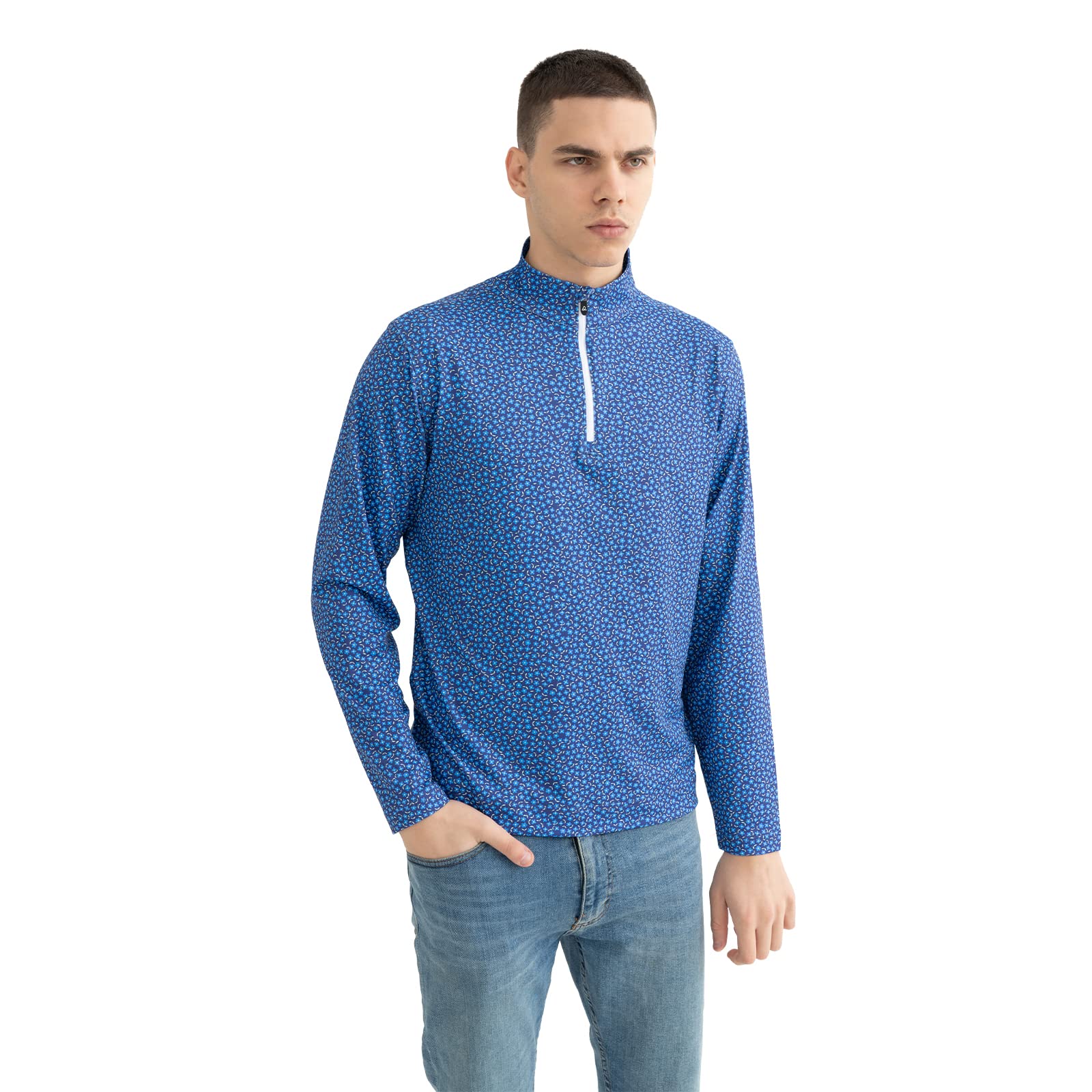 DEOLAX Mens Pullover Shirt 1/4 Zip Long Sleeve Dry Fit Pullover Sweaters Moisture Wicking Performance Golf Pullover for Men