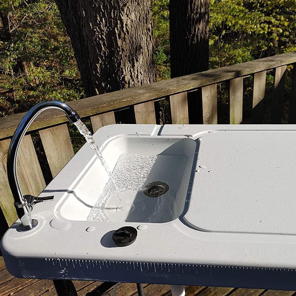 Camping Sink,Fish Cleaning Table with Sink,Outdoor Portable Folding Fish Cleaning Station, Washing Picnic Camping Kitchen Table Fish Fillet Hunting Table