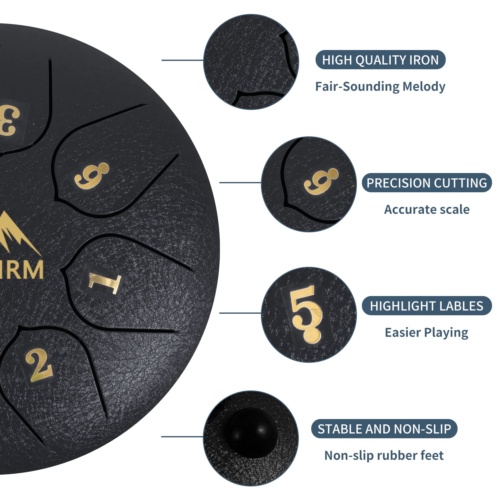 CZYNRM Steel Tongue Drum 8 Notes 6 inches,Musical Mind Healing Drum Percussion Instrument For Adults, with Mallets and Carry Bag, Great Gift for Beginner (6 inch 8 notes, Navy blue)