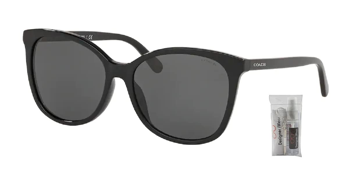 Coach HC8271U 56148J 57MM Transparent Grey/Purple Grey Gradient Polar Square Sunglasses for Women + BUNDLE With Designer iWear Eyewear Kit