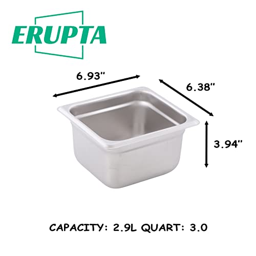 ERUPTA 6 Pack 1/6 Size Steam Table Pan Cover, Stainless steel Commercial Steam table pan Lids, 4" Deep NSF Pan Cover with Handle for Restaurant Hotel Commercial - Food Storage Containers Covers