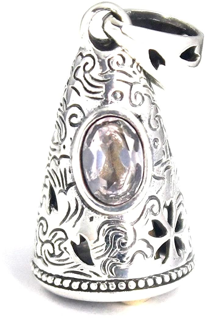 COSUMOSU Cherry blossoms flower Bell Rose Quartz 925 Sterling Silver Pendant