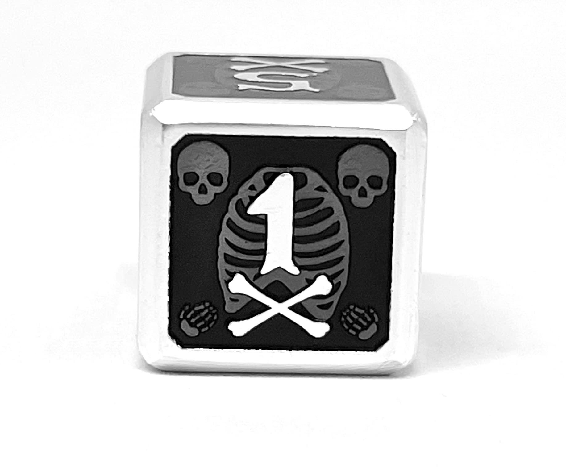 Darksilver Forge Reaper's Bounty Metal Polyhedral Dice Set | Pirate, Skull & Bones, Skeleton Dice for Tabletop Roleplaying Games, Dungeons and Dragons, DND, D&D