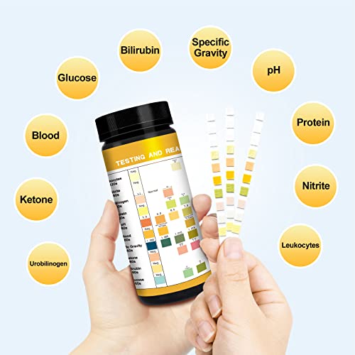 Easy@Home Dog Diabetes Urine Test: 10 Parameters Urine Test Strips for Dogs & Cats Animal Urinalysis Reagent Strips - Detect Urinary Tract Infections UTI Bladder Kidney Liver Function 100 Counts