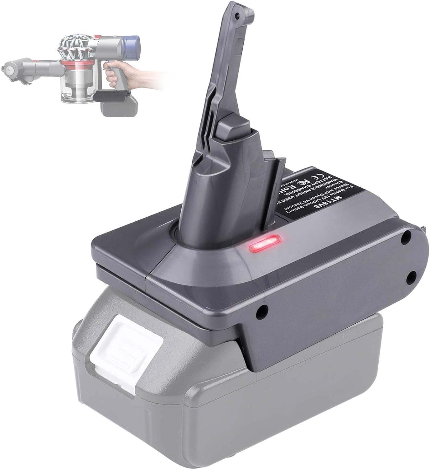 EID V8 Adapter for Dyson V8 Battery,for Makita 18V Battery Compatible for Dyson V8 Series Animal Absolute V8 Fluffy Cordless Stick and Handheld Vacuum Cleaner(Adapter ONLY)