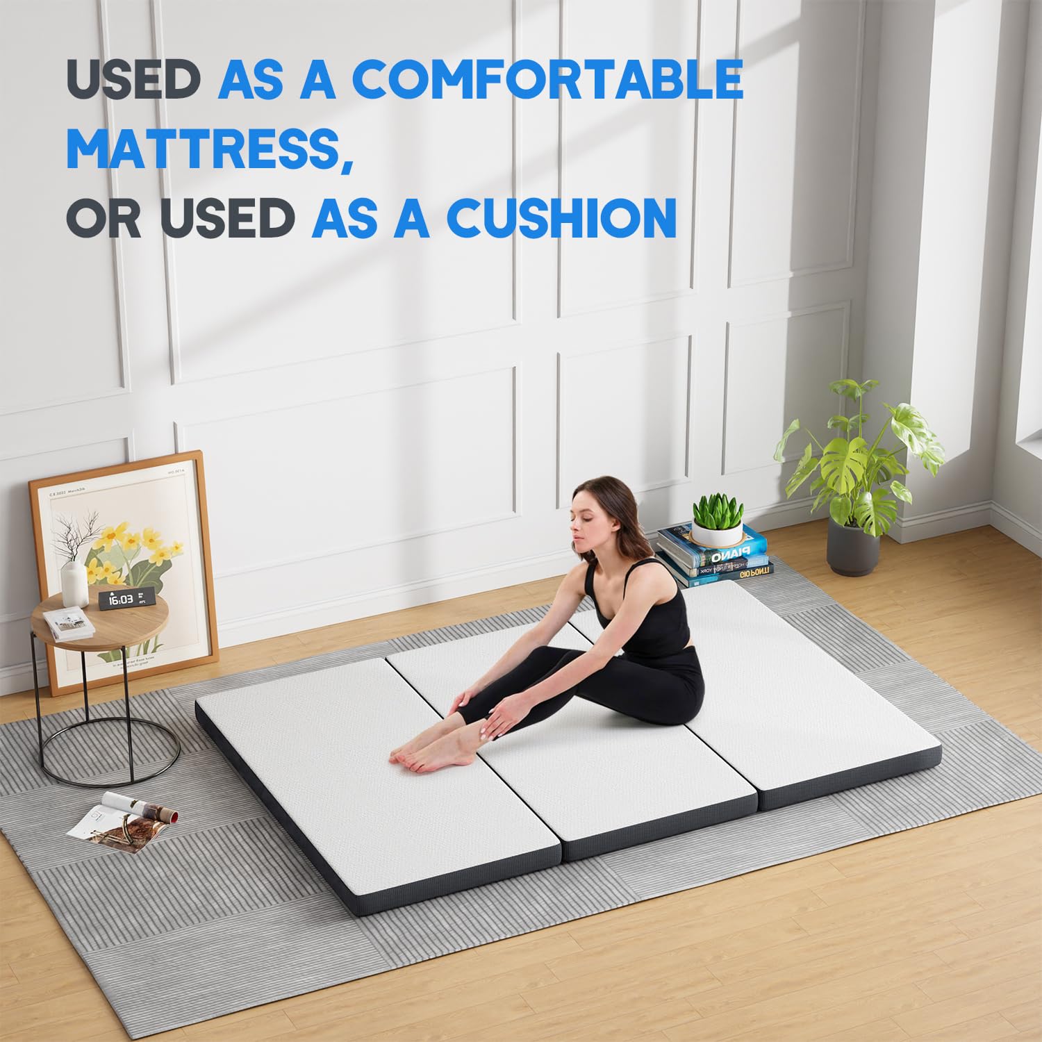 FDW Mattress/Foldable Mattress for Kids and Adults/Medium-Firm Mattress with a Collapsible and Washable Cover/Suitable for RV Travel Camping Guest,Full