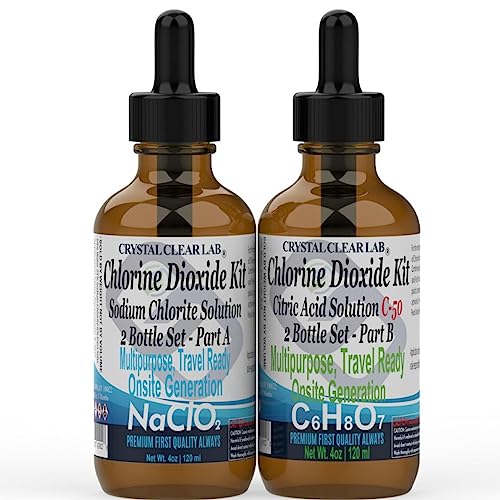 Crystal Clear Lab Chlorine Dioxide Kit - 4oz Citric Acid, Solution, 2 Bottles (8 oz)