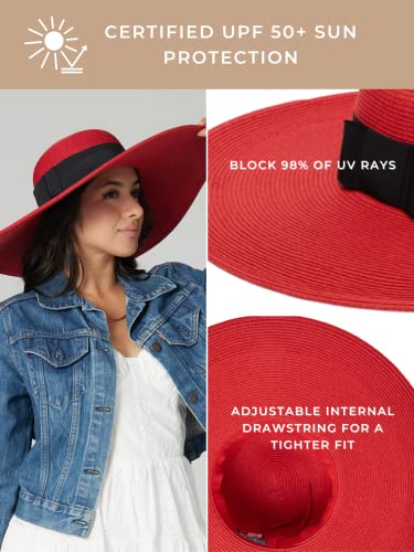 San Diego Hat Company Women's Adjustable Floppy SPF 50+ Sun Hat, Red, One Size
