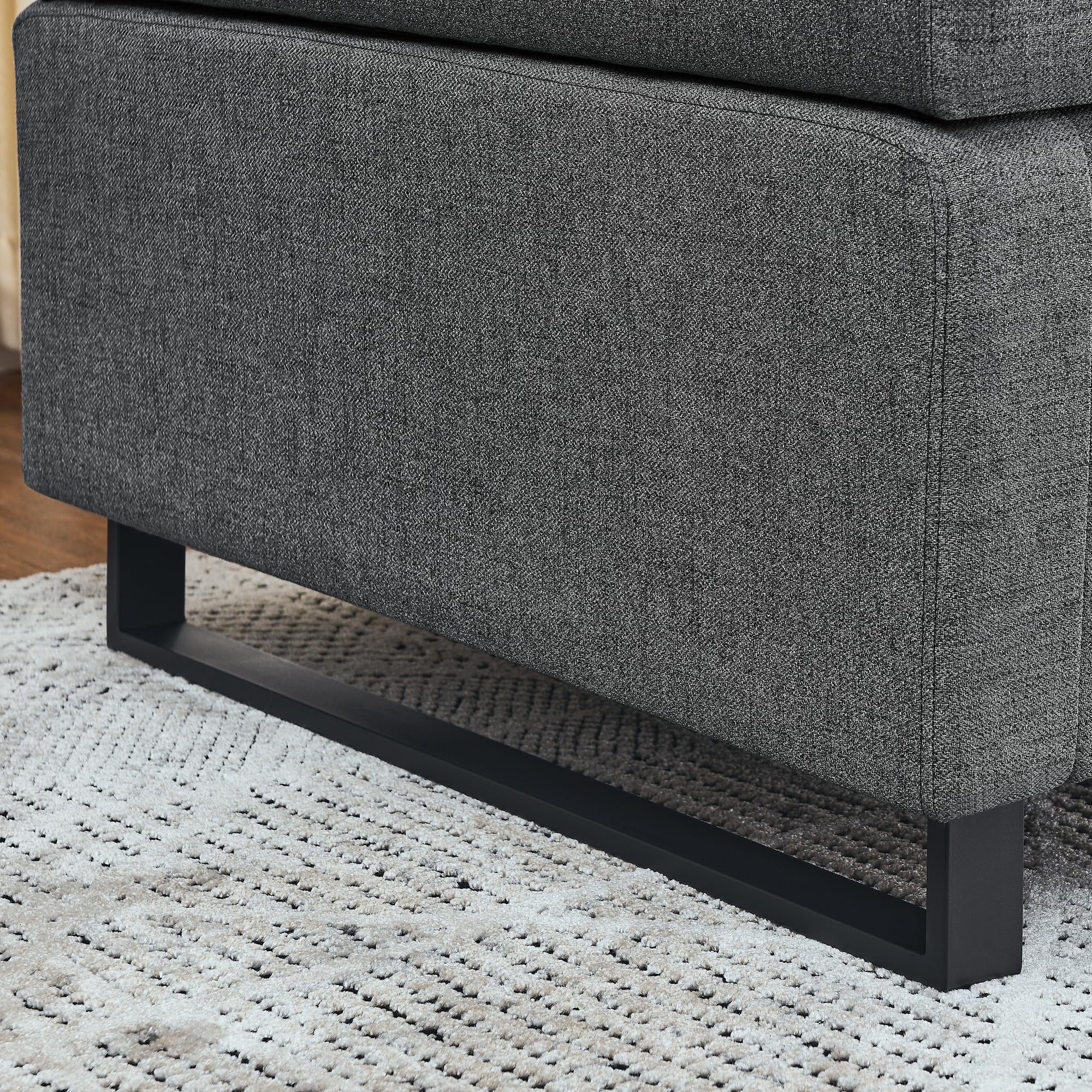 ERYE Morden Upholstered 3-Seat Couch Linen Upholstered 3 Seat Sofa Couch with Two End Tables and 2 Pillows, Free Transformation Removable Back and Armrests for Living Room