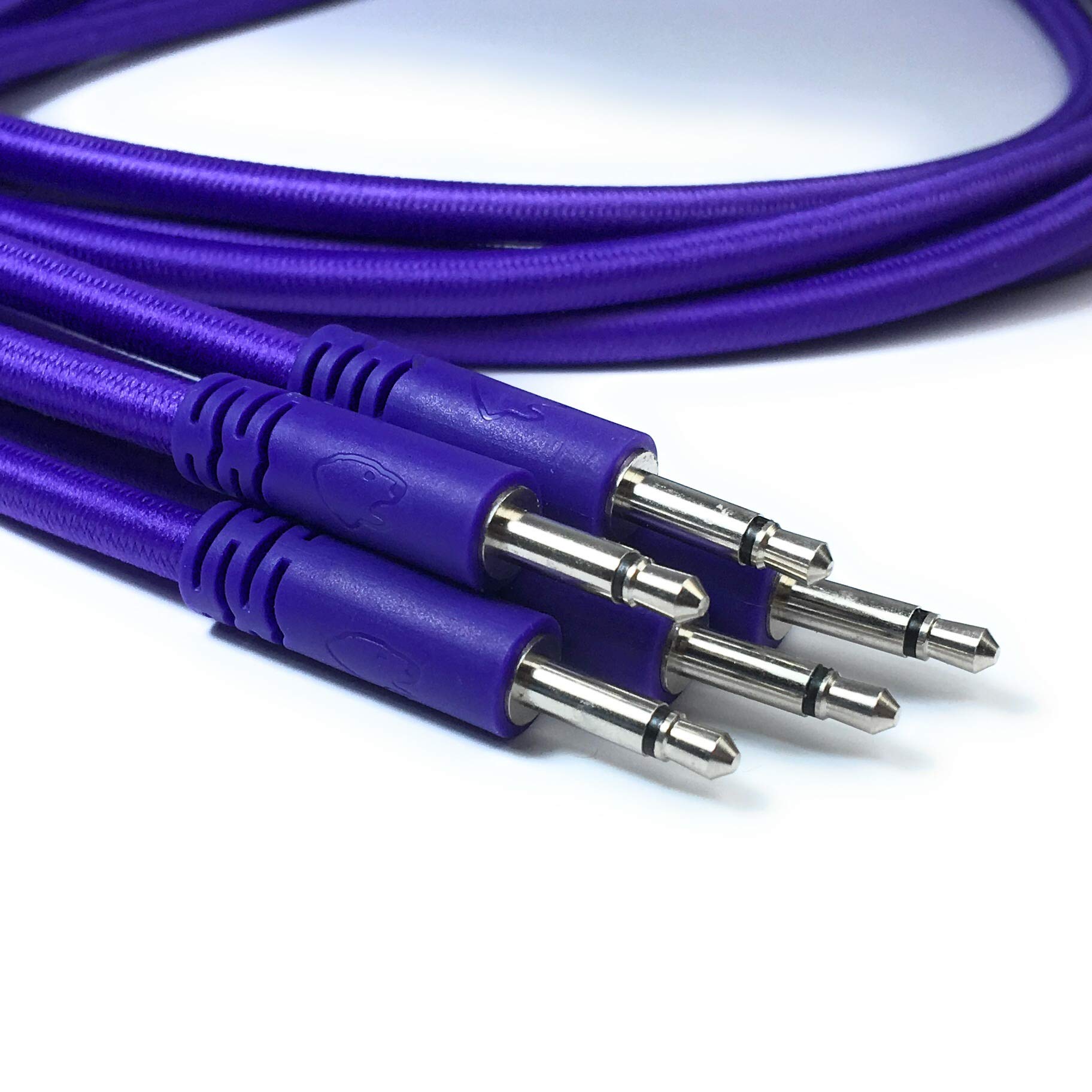 PolarNoise Eurorack Patch Cables - 5 Nylon Braided 0.14 Inch Mini Jack Mono Cables for Modular Synths (72 Options) Purple 12 Inch