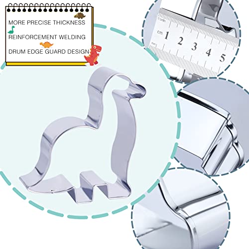 Dinosaur Cookie Cutters,hitsuki Stainless Steel Cookie Cutter Metal Cookie Cutters Fun Dino Cookie Cutters,Dinosaur Cookie Cutters for Kids Dinosaur Pancake Molds,6 Pcs