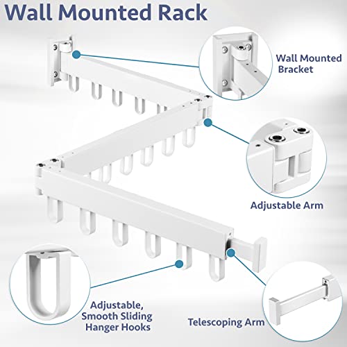 Luxe Laundry Premium Wall Mounted Clothes Drying Rack, Aluminum Wall Mounted, Foldable (Tri-Fold), Collapsible, Space Saving Clothes Drying Rack for Laundry Room, Wall, Dry-Wall, White