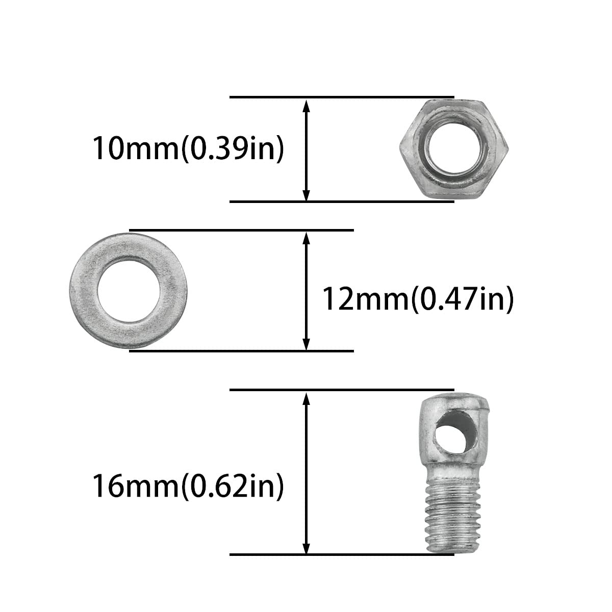 DGHAOP 8pcs Brake Cable Regulator Clamp Lock Screw Bolt Locking Screw with Nuts and Washers Bicycle Moped MTB Mountain Bike Accessory