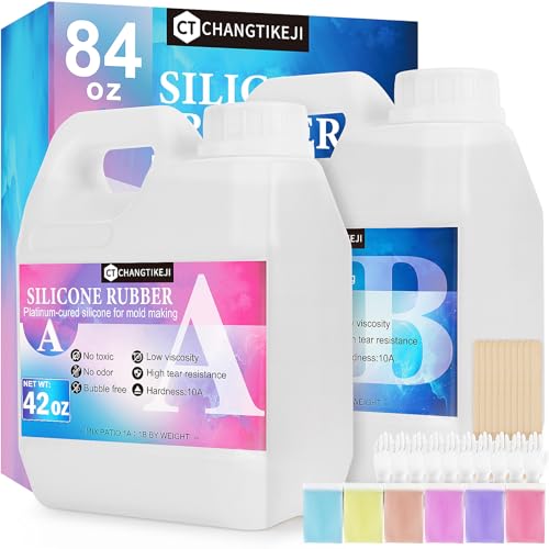 CHANGTIKEJI Silicone Mold Making Kit,84OZ Super Elastic Liquid Silicone for Mold Maker, Fast Cure Translucent Silicone Rubber for Casting Resins Mold,Silicone Mold,Candle Mold,Soap Mold,Food Mold