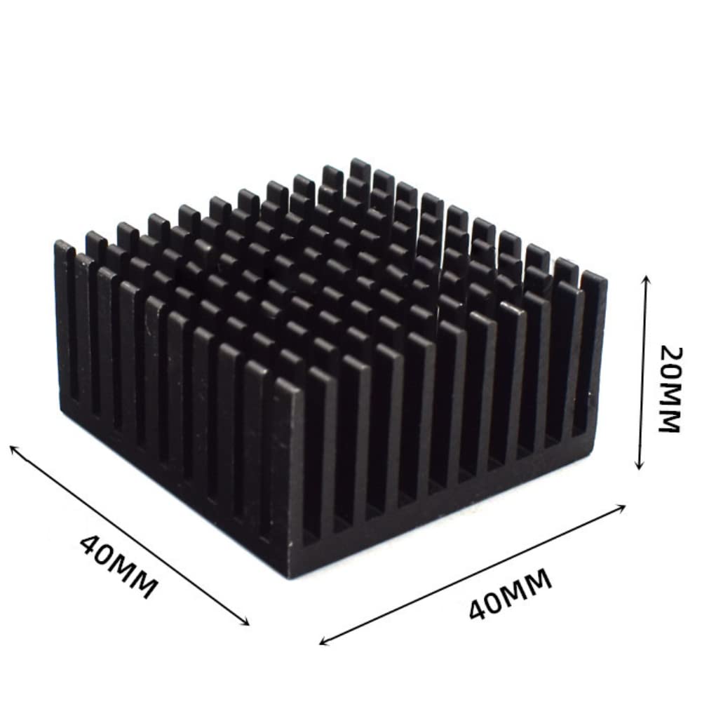 Jienk 4PCS Black Aluminum Heat Sink with Thermal Conductive Adhesive Tape, 40×40×20mm Heatsink Cooler for Cooling VRM GPU Stepper Driver 3D Printer Stepper Motor