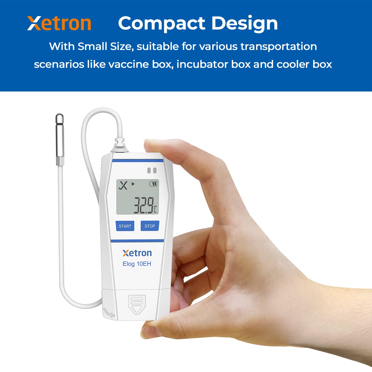 Xetron Multi-Use Temperature Humidity Data Logger with External Probe,32000 Points Reusable Recorder for Cold Chain, PDF Report, Calibration Certificate Elog10EH (1 Pack)Upgrade RC-5