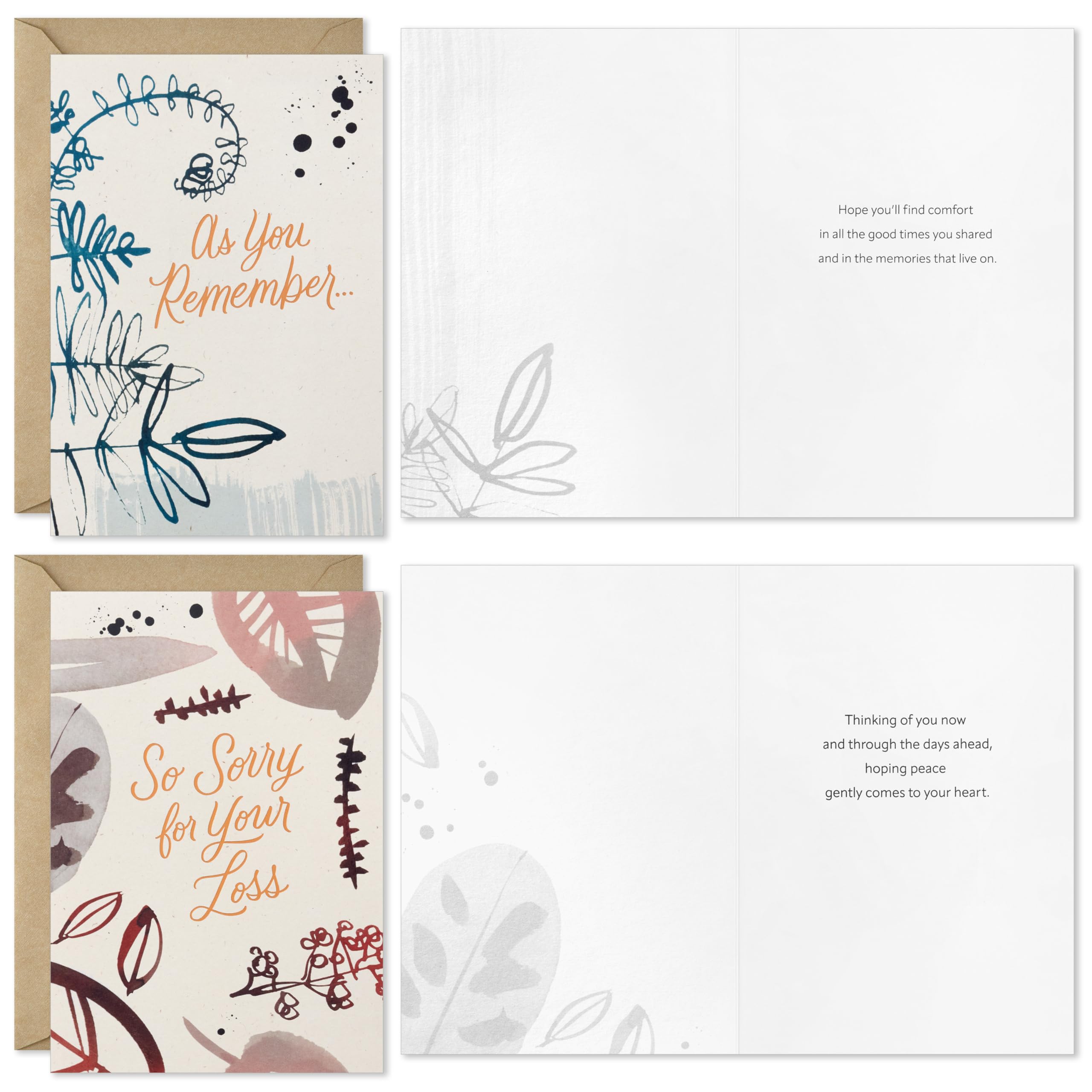 Hallmark Sympathy Card Assortment (16 Cards with Envelopes, 4 Designs) Minimalist Nature