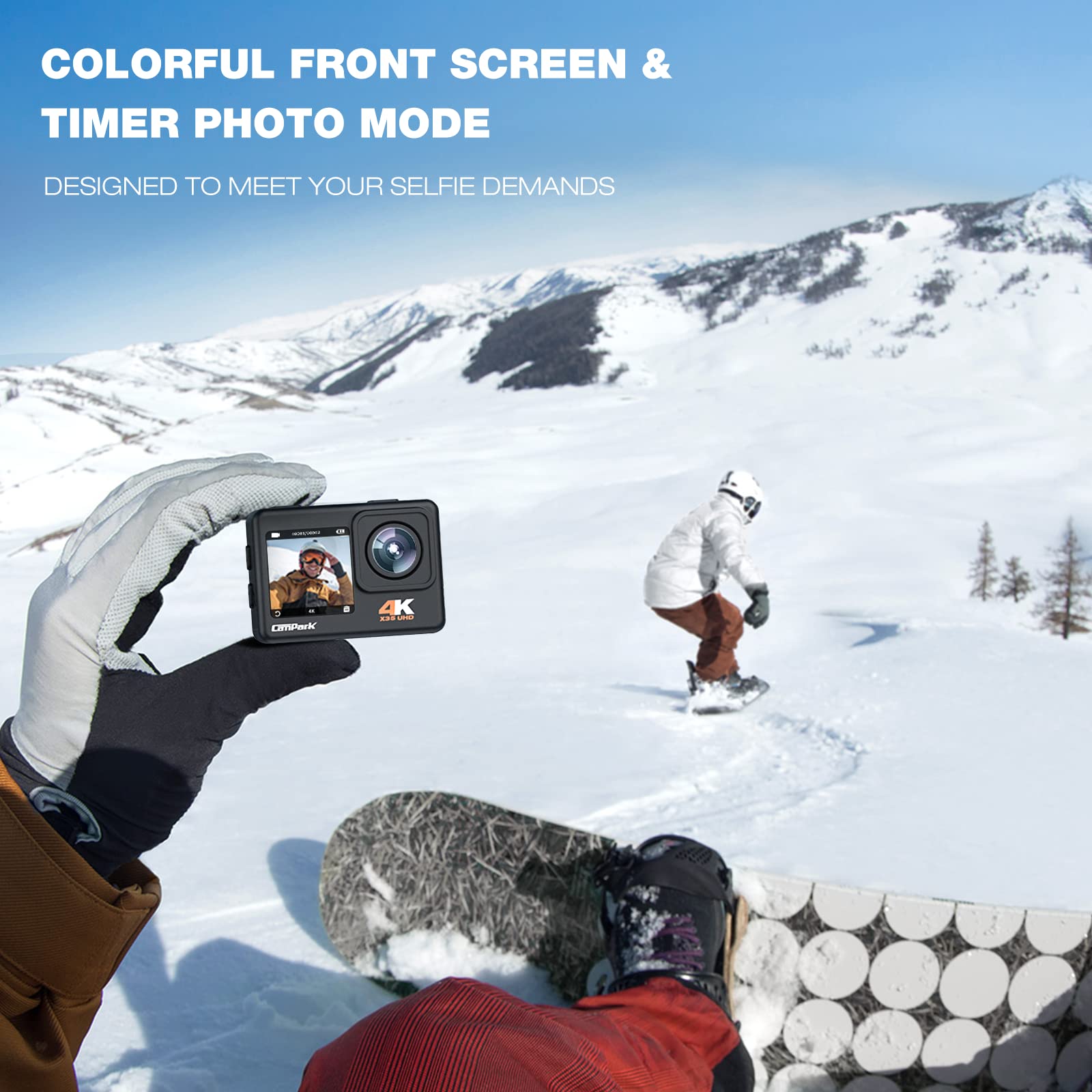 CAMWORLD Action Camera 4K 24MP Ultra HD WiFi Dual Color Screen Waterproof Camera EIS 131FT Underwater Cameras 170 Degree Wide Angle, 2 Rechargeable Batteries and Accessories Kit