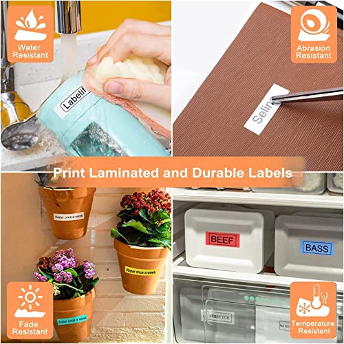 Labelife Bluetooth Label Maker Machine, Wireless and Portable Label Maker with Multiple Fonts, Compatible with iPhone and Android Phone, with One Laminated JM Label, for Home & Office, P3100D, White