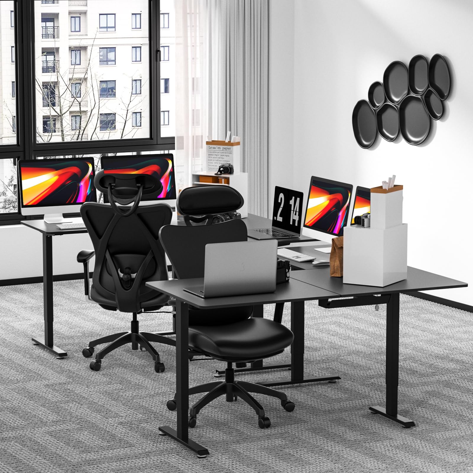 ExaDesk L Shaped Standing Desk with USB Charging Port & 4 Drawers,63 x 55 inch Electric Adjustable Height Corner Stand Up Desk with Keyboard Tray & Storage,Sit Stand Computer L Desk for Gaming Office