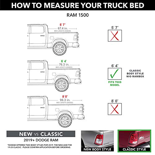 UnderCover Flex Hard Folding Truck Bed Tonneau Cover | FX31004 | Fits 2002 - 2018, 2019 - 2020 Classic Dodge Ram 1500, 2003-20 2500/3500 w/o RamBox 6' 4" Bed (76.3")
